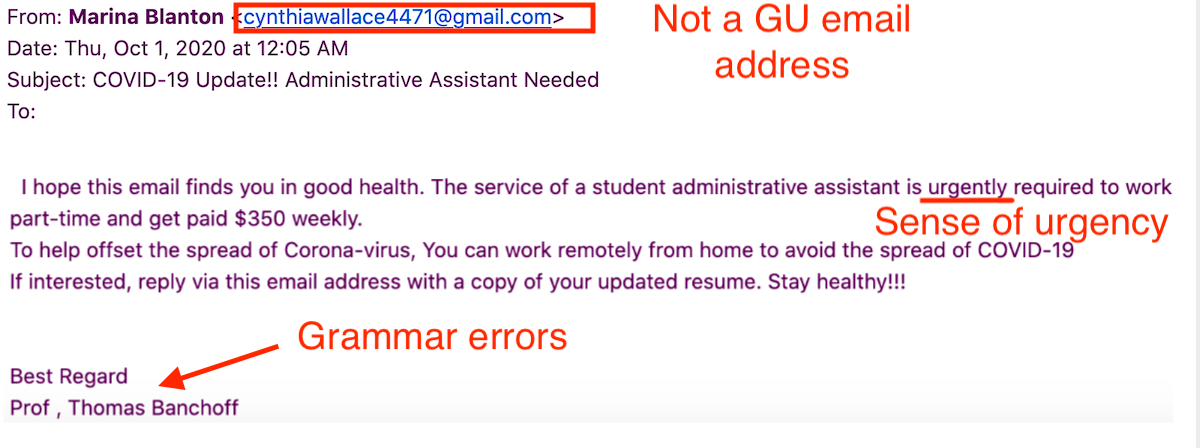 Fraudulent Student Work Offer | University Information Security Office ...